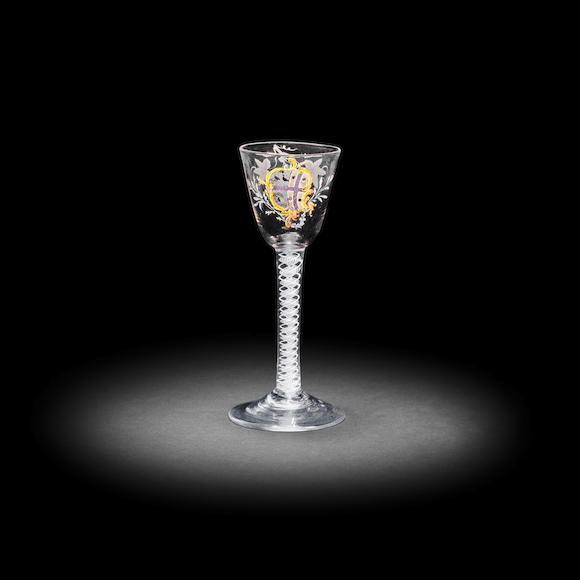 Bonhams A Very Rare Beilby Enamelled Armorial Wine Glass Circa 1765 70