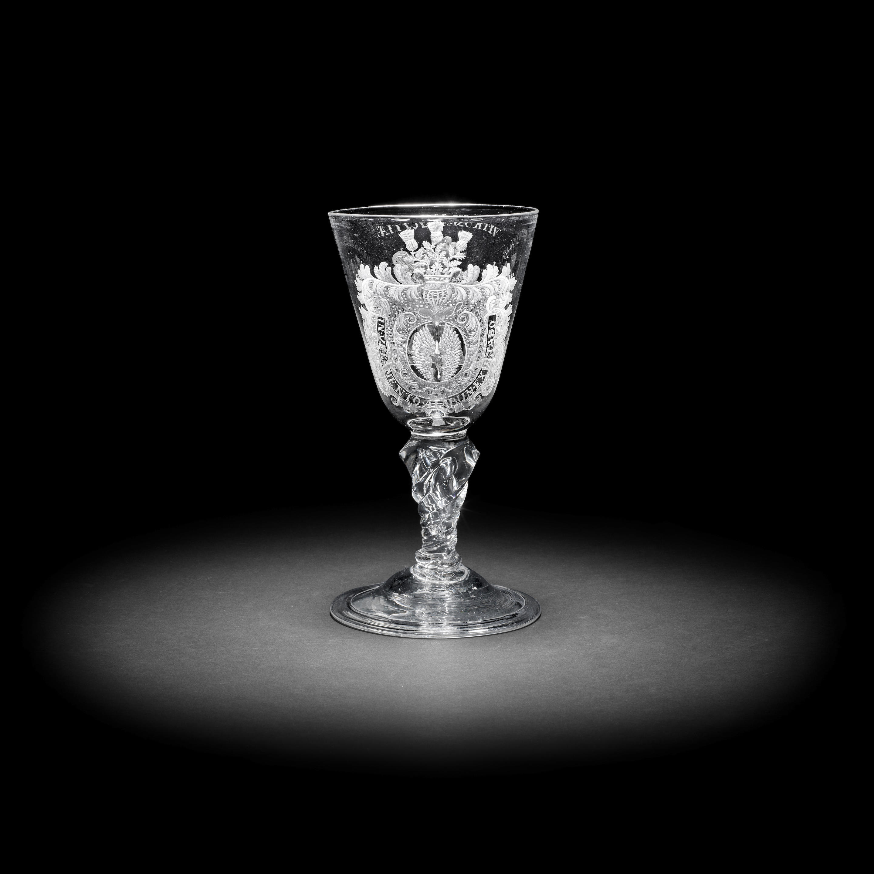 Bonhams An Exceptionally Rare Dutch Engraved Armorial Moulded Stem