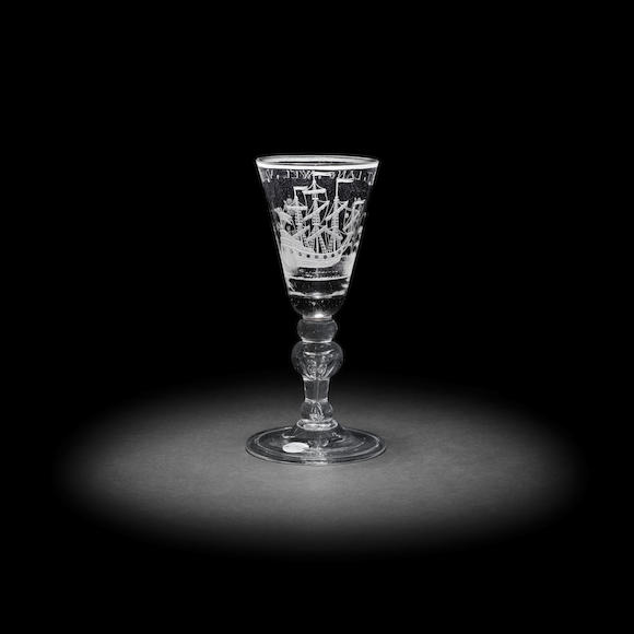 Bonhams A Dutch Engraved Baluster Wine Glass Mid 18th Century