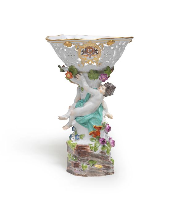 Bonhams : A Meissen basket centrepiece from the Podewils service, circa ...