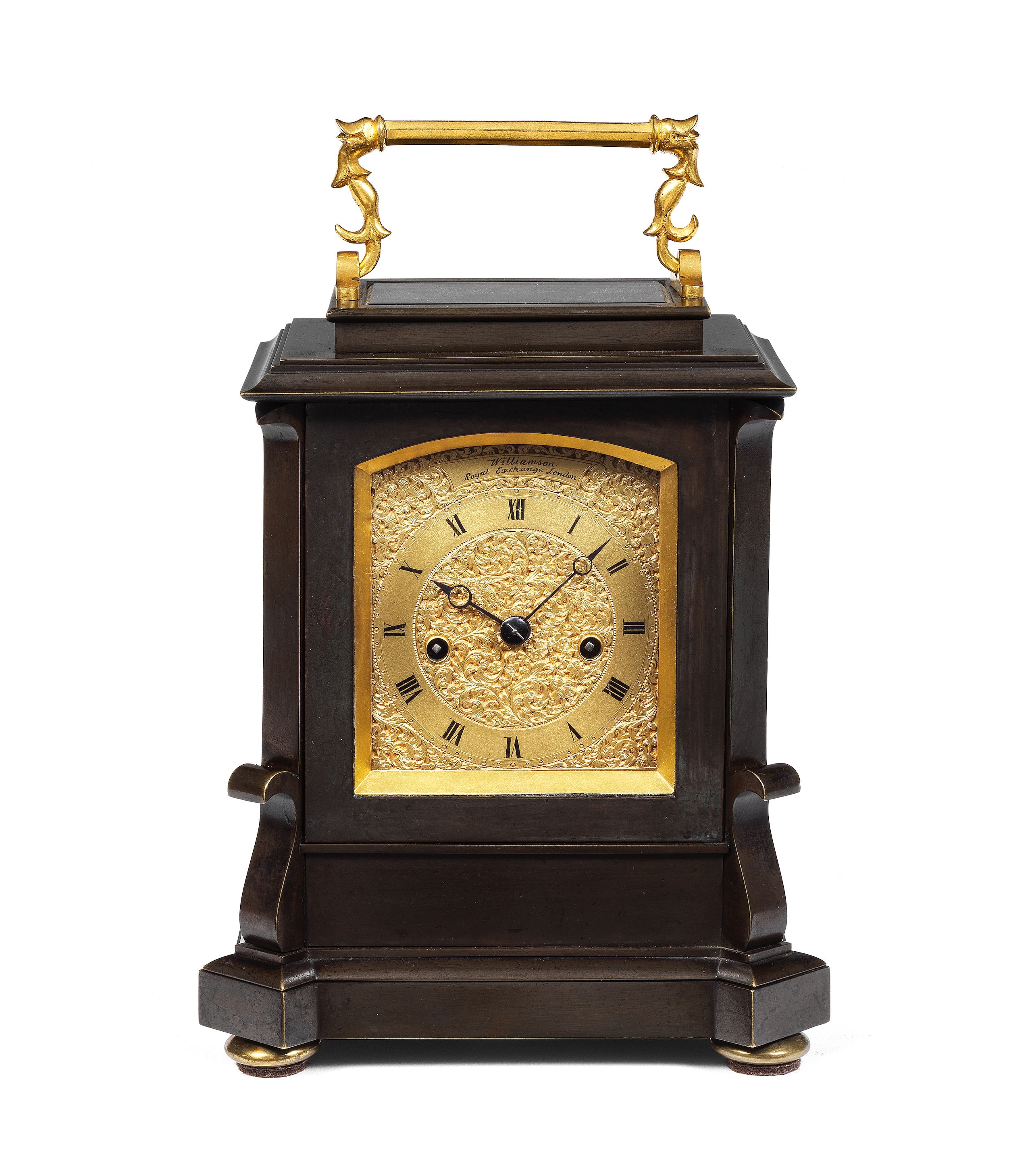 Bonhams : A mid 19th century bronzed Carriage clock with underslung ...