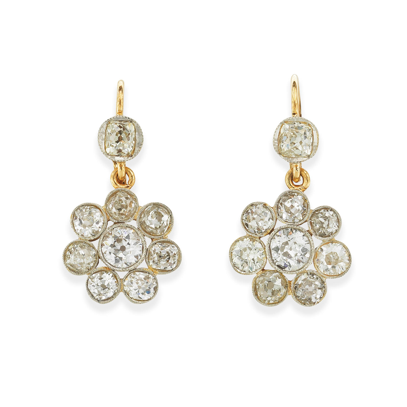 Bonhams Pair Of Diamomd Cluster Earrings