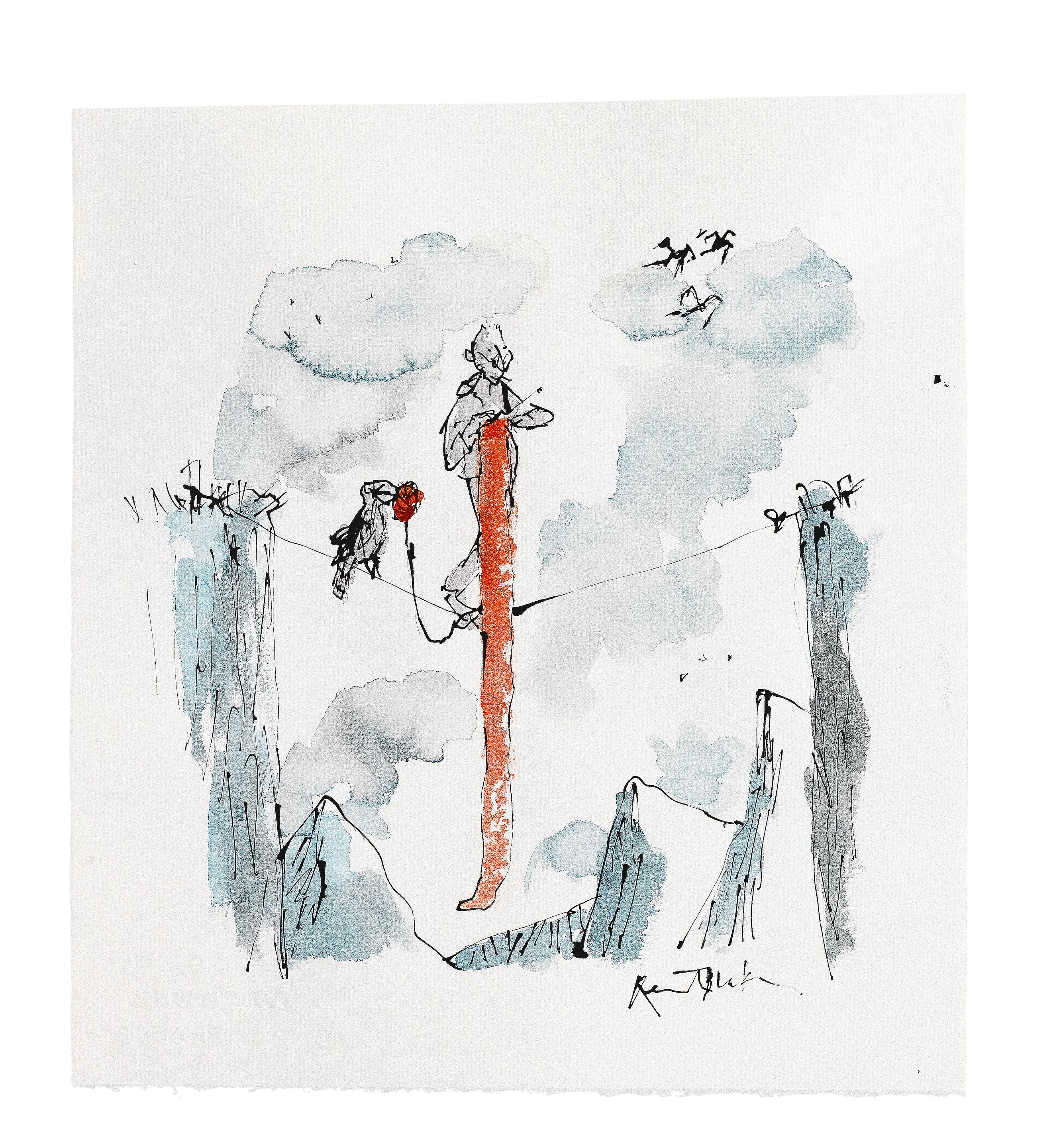 Bonhams : Sir Quentin Blake (British, born 1932) Tightrope (unframed ...