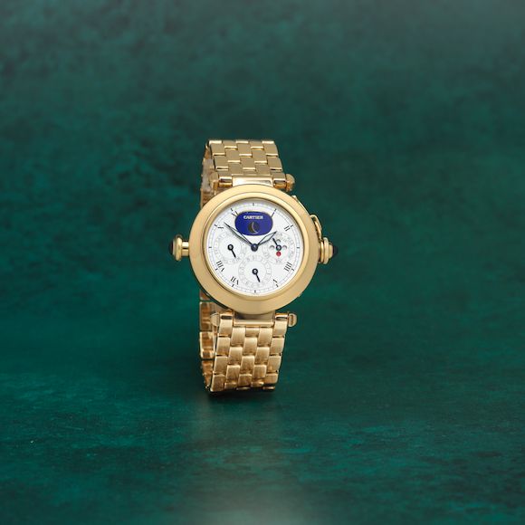 Bonhams : Cartier. A fine and rare 18K gold automatic minute repeating ...