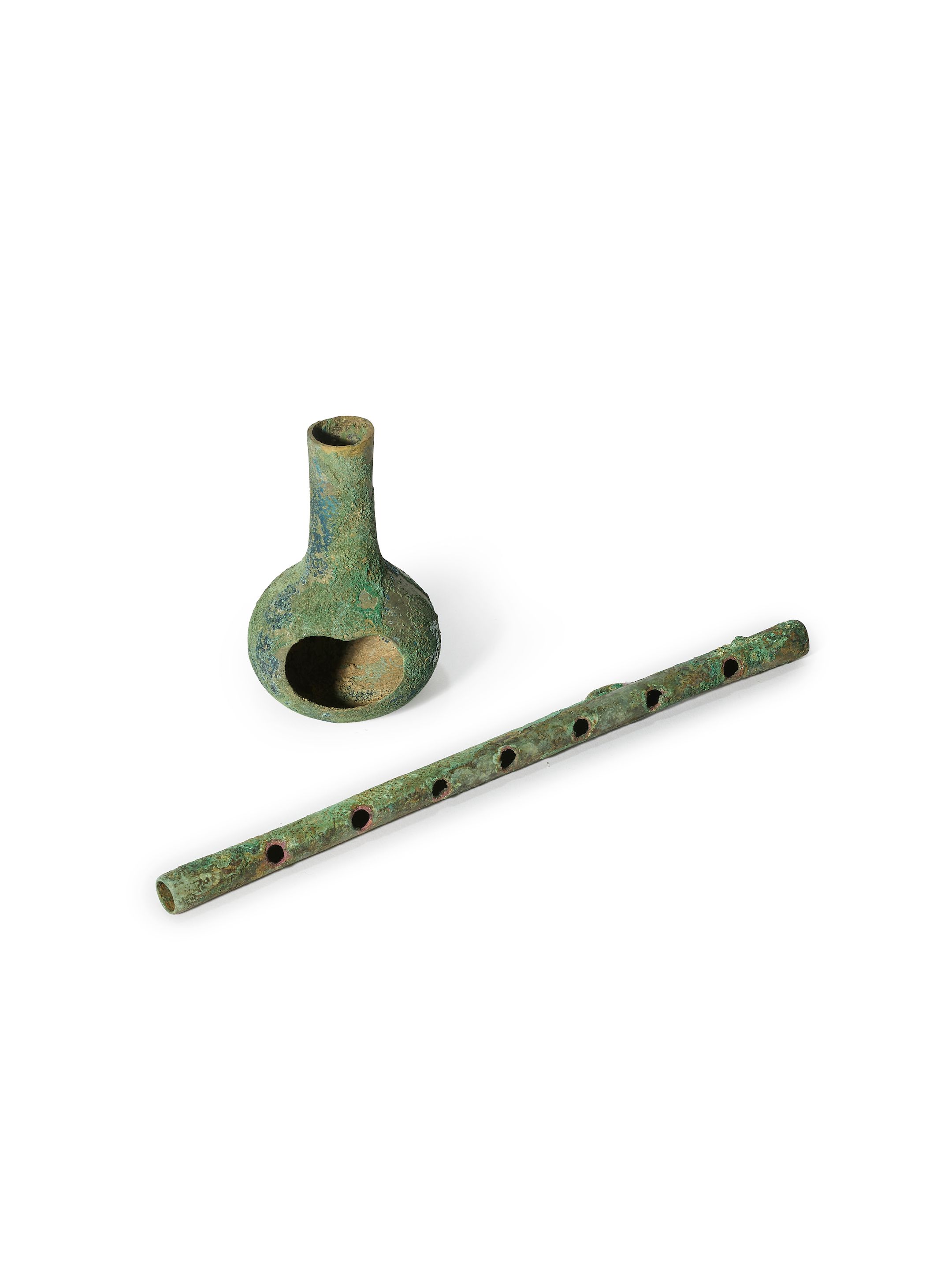 Bonhams : TWO BRONZE MUSICAL INSTRUMENTS Han Dynasty or earlier