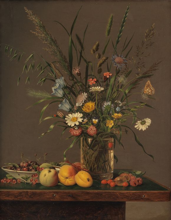 Bonhams : Anton Hartinger (Austrian, 1806-1890) Flowers in a glass vase ...