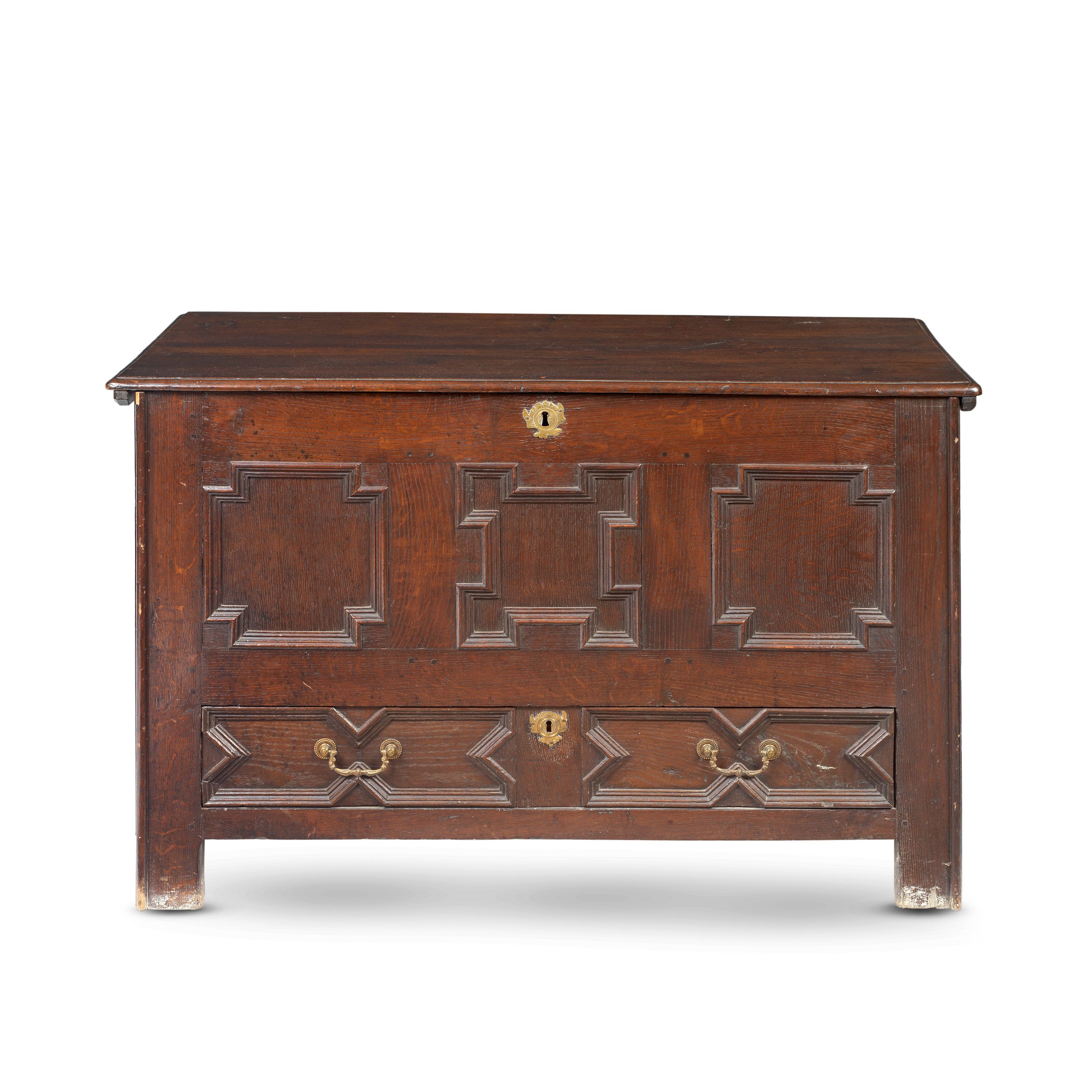 Bonhams : A LATE 17TH CENTURY OAK MULE CHEST