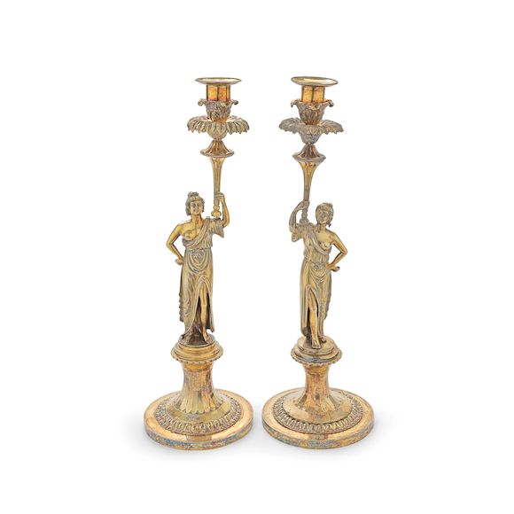 Bonhams : A MATCHED PAIR OF GEORGE III CARYATID SILVER-GILT ...