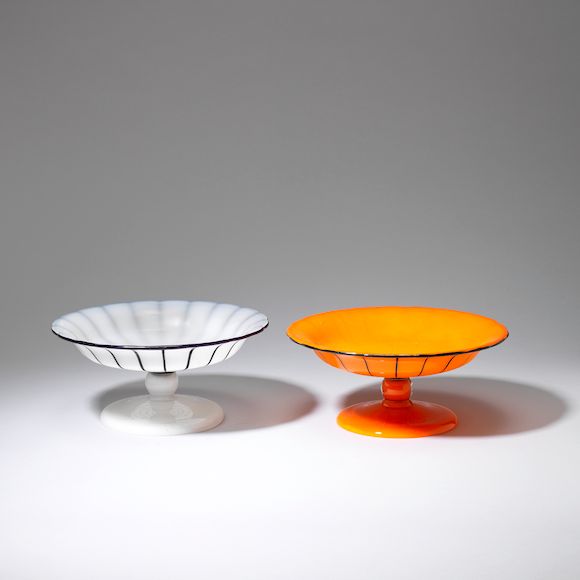 Bonhams : Attributed to Michael Powolny: Made by Loetz Two stemmed ...