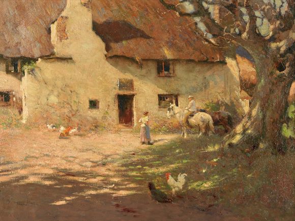 Bonhams : Frederick Hall (British, 1860-1948) Arrival at the farmyard