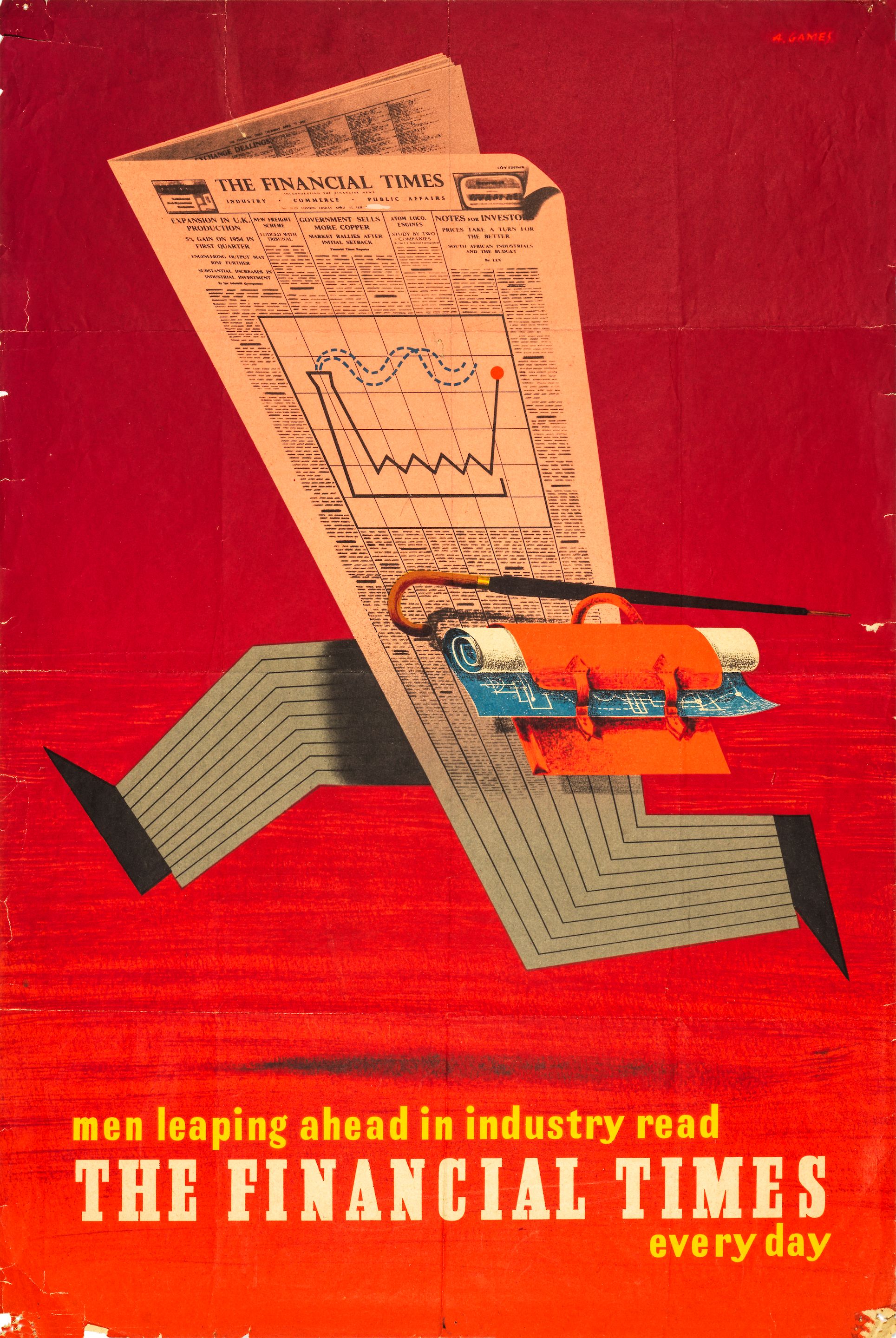 Bonhams : ABRAM GAMES (1914-1996) THE FINANCIAL TIMES. MEN LEAPING ...