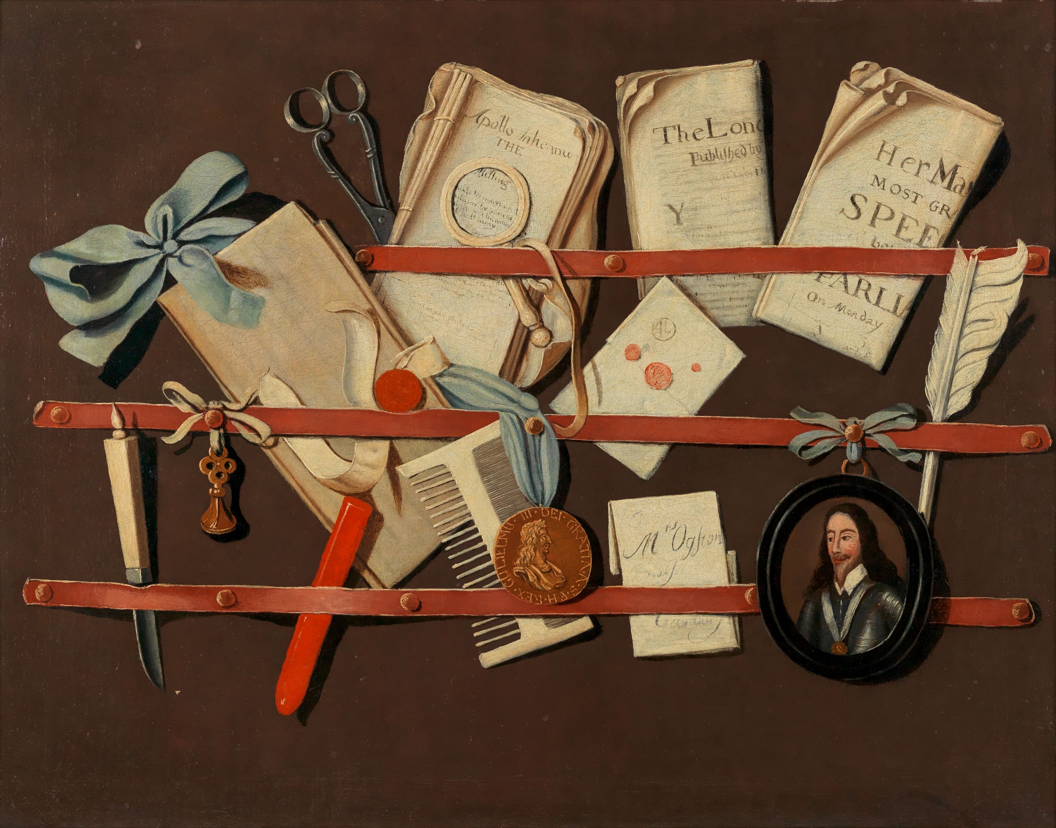 Bonhams : Follower of Evert Collier Trompe l'oeil with letter rack and ...