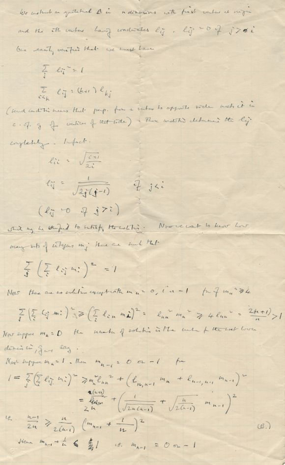 Bonhams : TURING (ALAN) Autograph mathematical calculations setting out ...