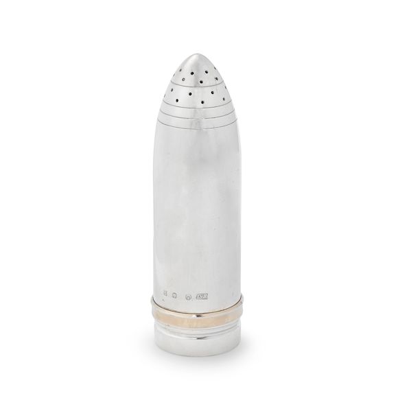 Bonhams : A novelty silver artillery shell shaker Hamilton & Inches ...