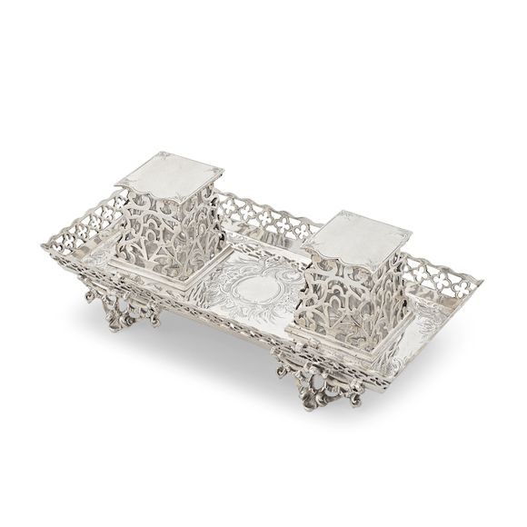 Bonhams : A Victorian silver inkstand George Fox, London 1866