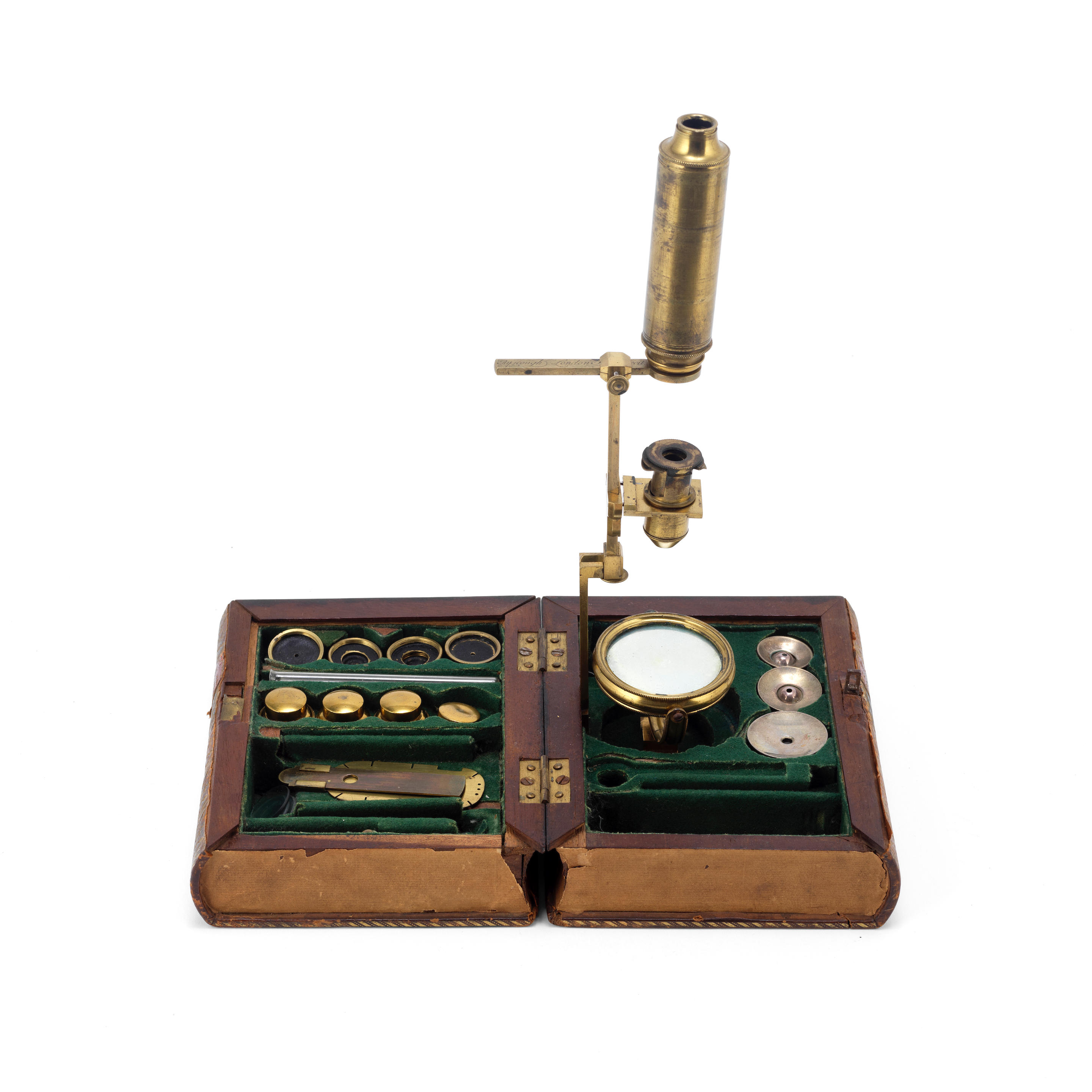 Bonhams : A Rare James Ayscough Book-Form Simple/Compound Microscope ...