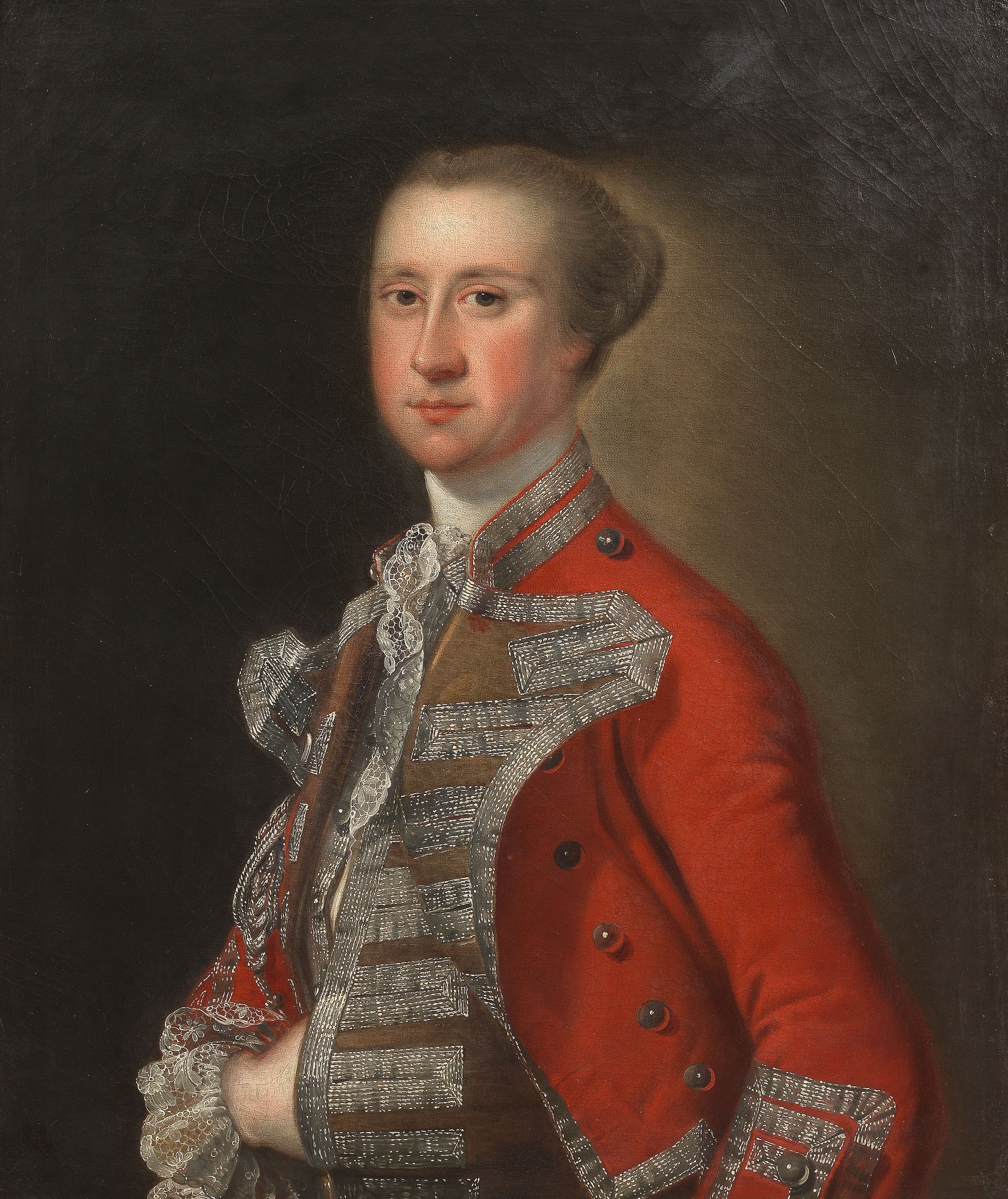 Bonhams : English School, 18th Century Portrait of an officer, half ...