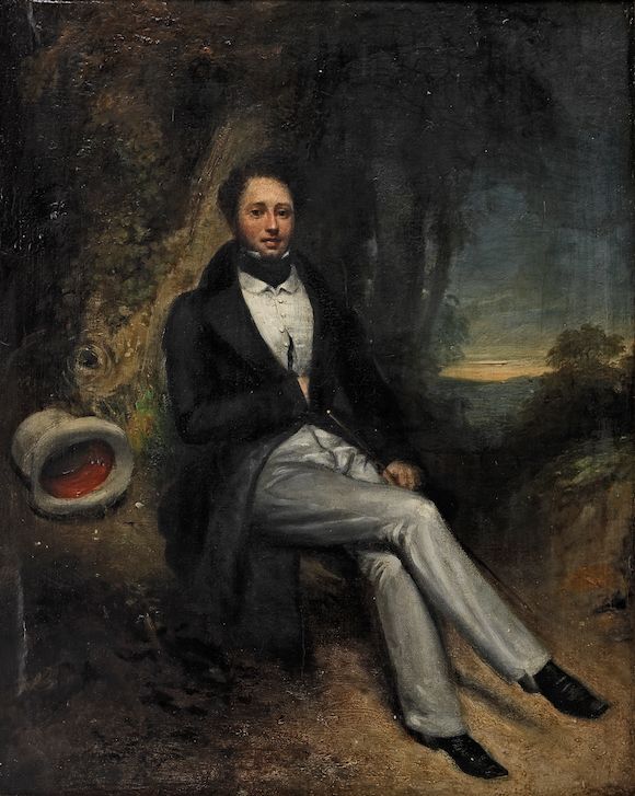 Bonhams : Circle of George Chinnery RHA (Irish 1774-1852) Man seated at ...