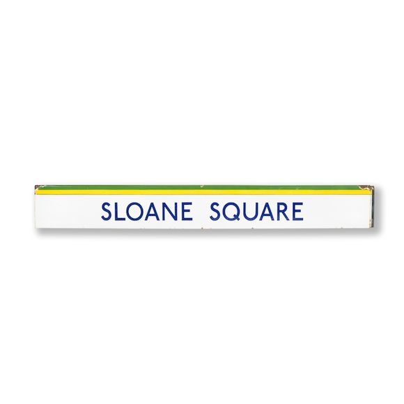 Bonhams : A 20th century enamelled metal Sloane Square tube station sign