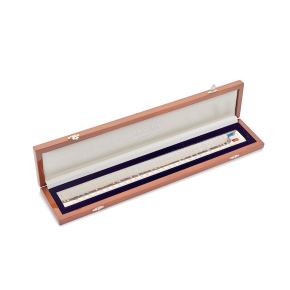 Bonhams : A cased rare silver and enamel 'French Presidents' ruler ...