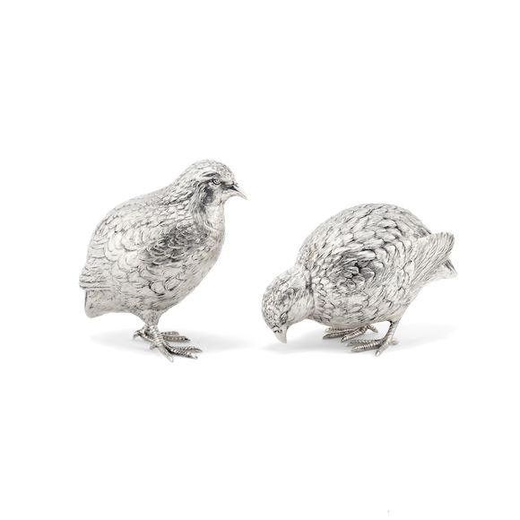 Bonhams : A good pair of German silver quail Neresheimer, also stamped ...
