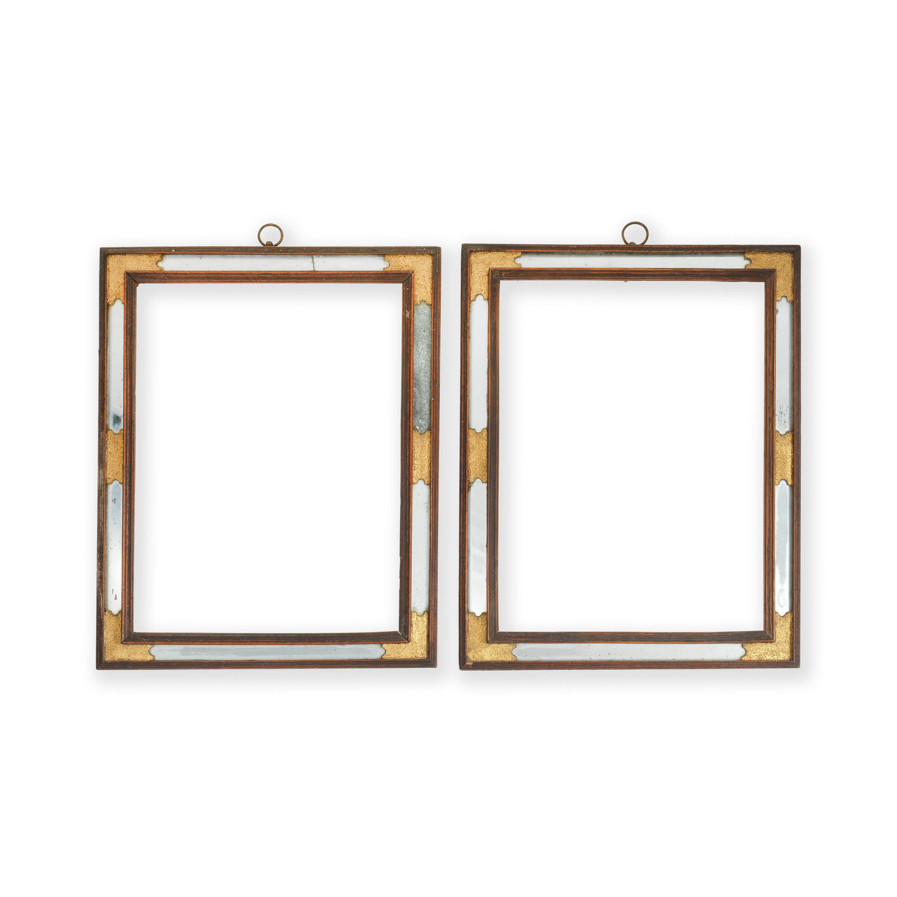 A pair of late 18th / early 19th century mirror inset stained wood and ...