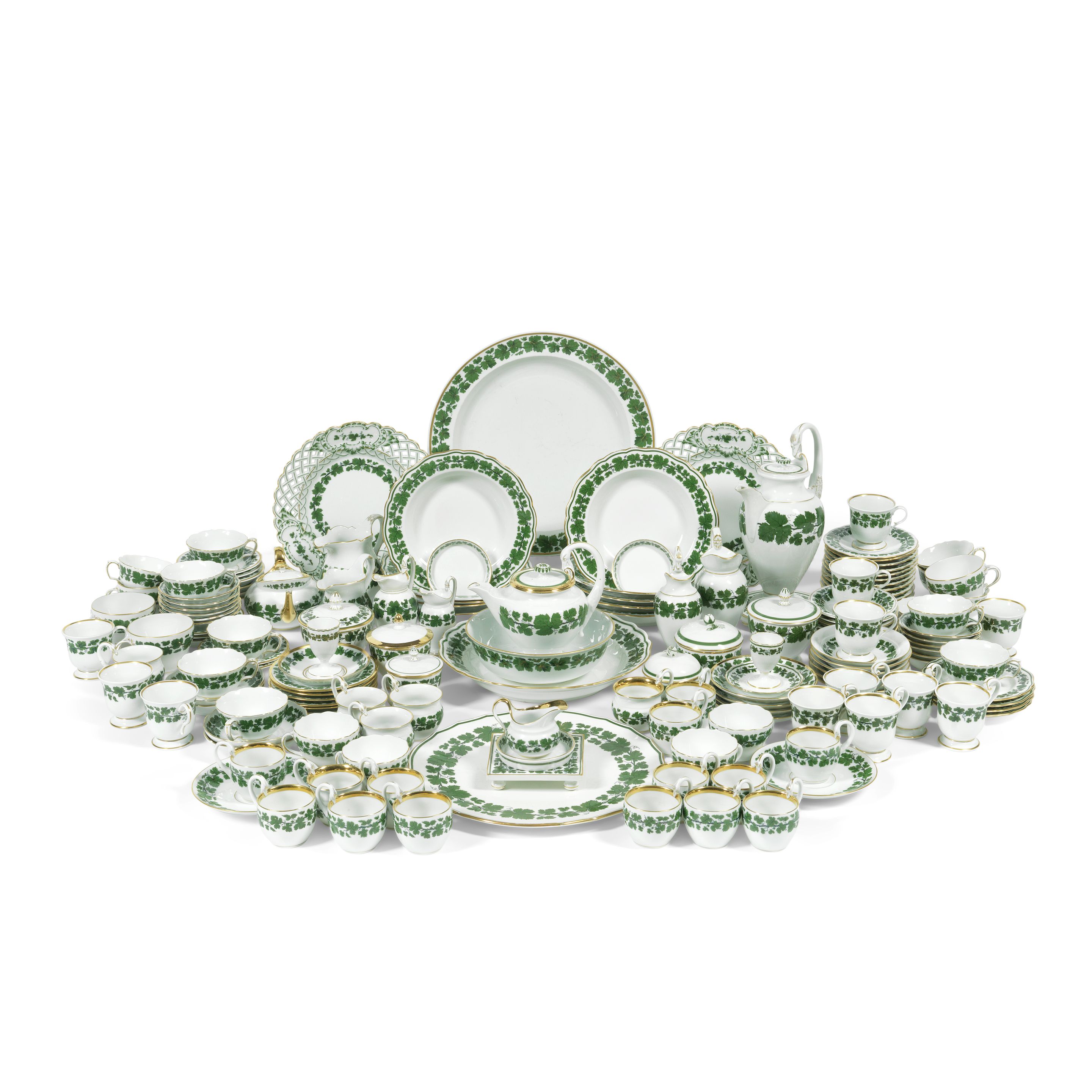 Bonhams : A extensive assembled Meissen porcelain 'Green Vine Leaves ...