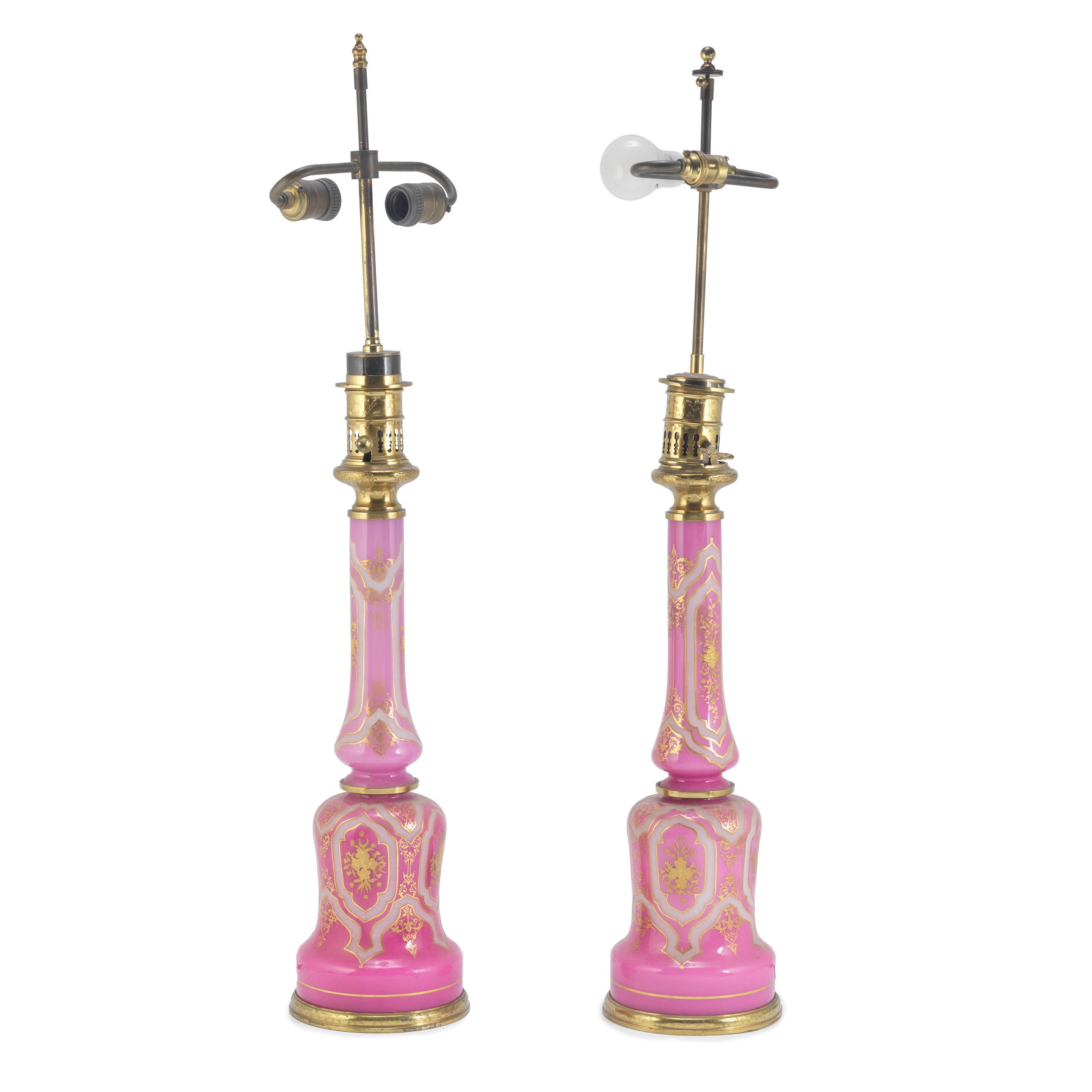 Bonhams A Pair Of Late 19th Century Bohemian Pink And Opaque Glass