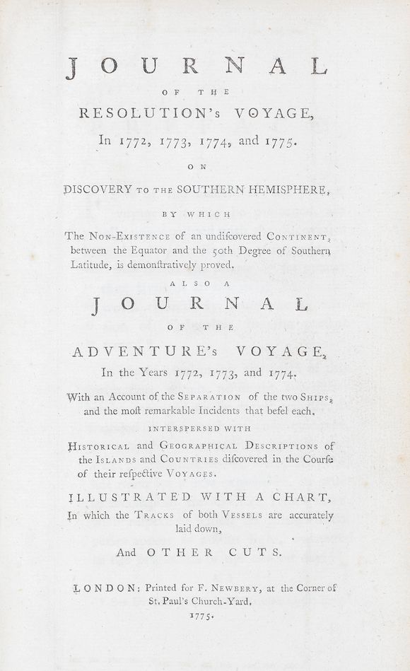 Bonhams : MARRA (JOHN)] Journal of the Resolution's Voyage in 1772 ...