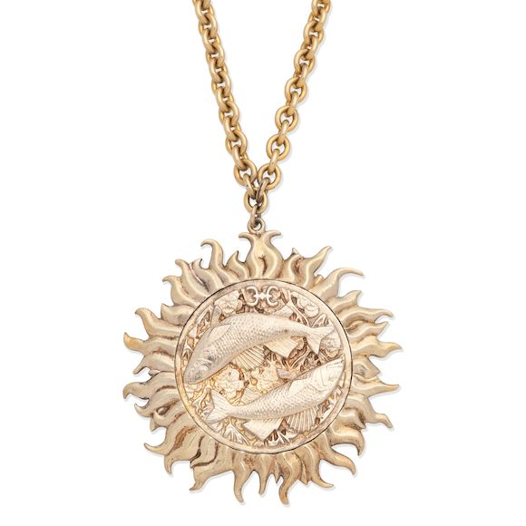 Bonhams : STUART DEVLIN SILVER-GILT 'PISCES' PENDANT/NECKLACE,