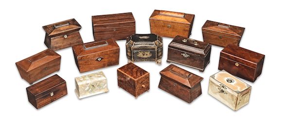 Bonhams : A collection of tea caddies 18th century and later (14)