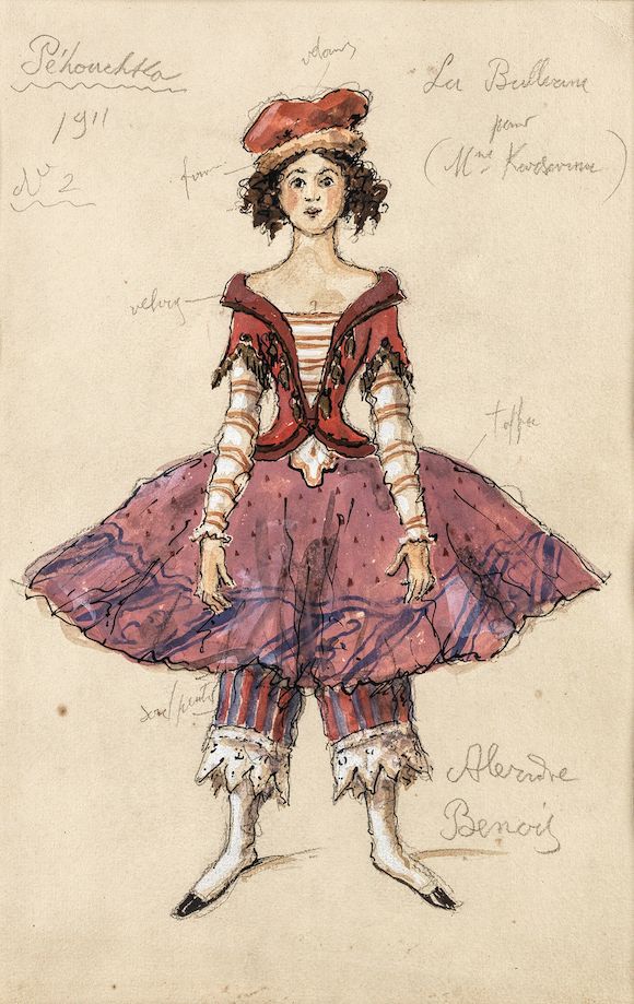 Bonhams : Alexandre Benois (Russian/French, 1870-1960) 'Pétrouchka, La Ballerine', 1911