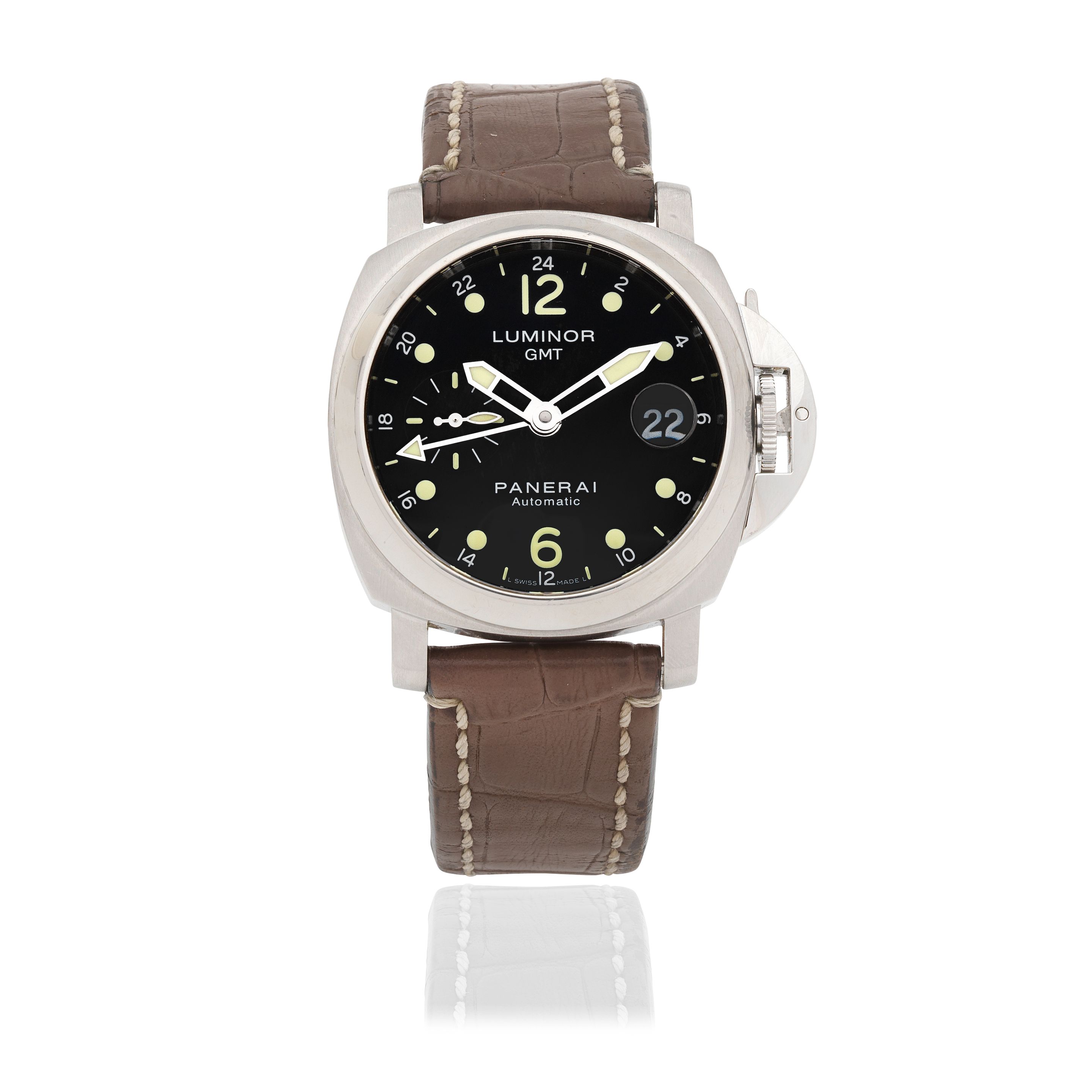 Bonhams : Panerai. A stainless steel automatic calendar wristwatch with ...