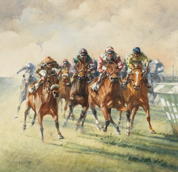 Bonhams : Peter Curling (Irish, born 1955) Bunching on the Bend