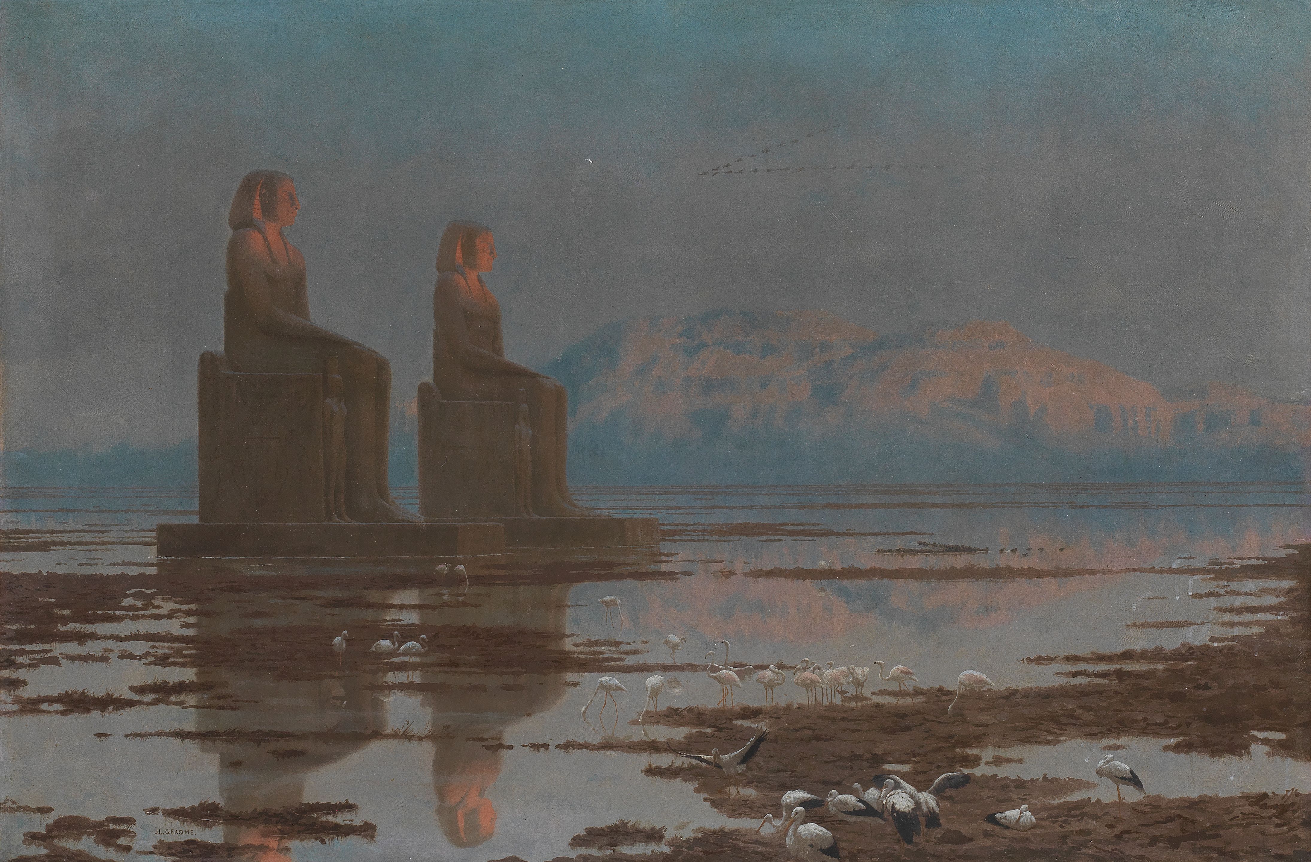 Bonhams : Jean-Léon Gérôme (French, 1824-1904) The Nile in flood, Thebes