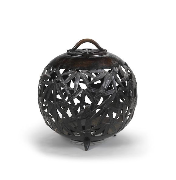 Bonhams : A BRONZE LARGE SPHERICAL OPENWORK LANTERN Meiji era (1868 ...