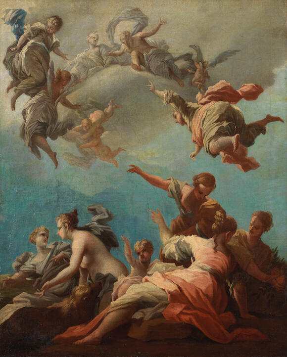 Bonhams : Giovanni Camillo Sagrestani (Florence 1660-1731) The Gods of Olympus unframed