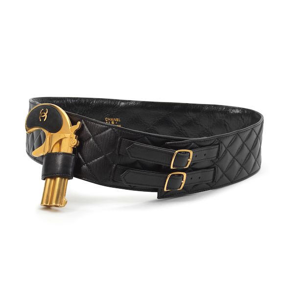 Bonhams : Chanel: a Black Quilted Leather Pistol Gun Belt Autumn 1993 ...