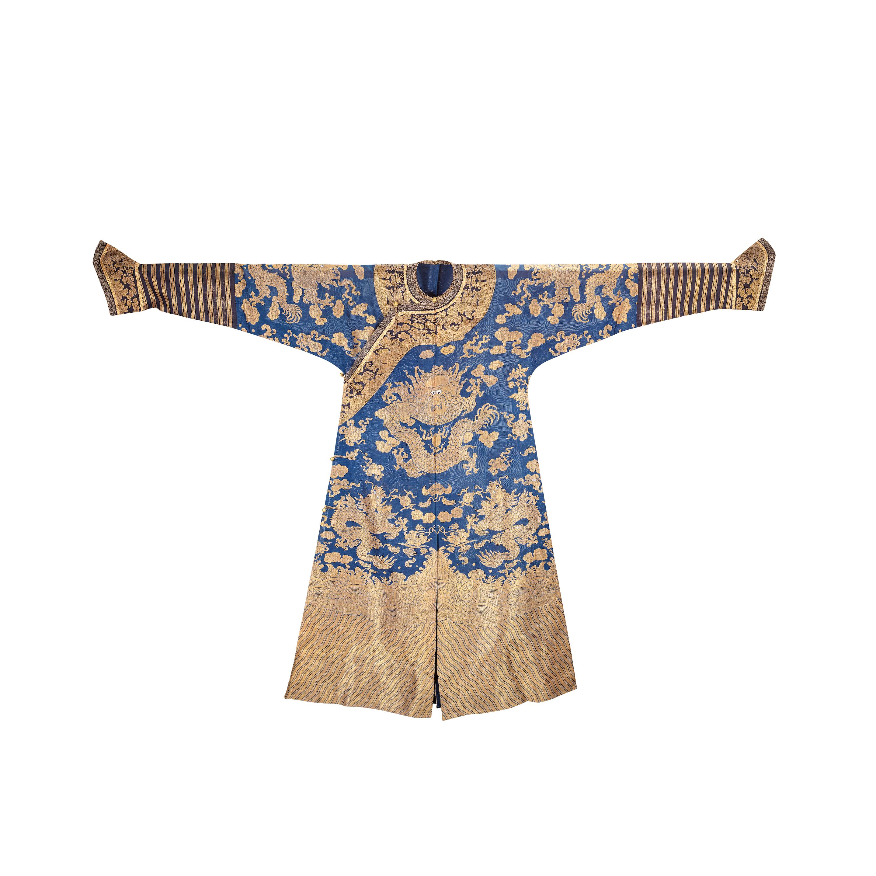 Bonhams : A BLUE GROUND SUMMER GAUZE 'DRAGON' ROBE, JIFU Late Qing Dynasty