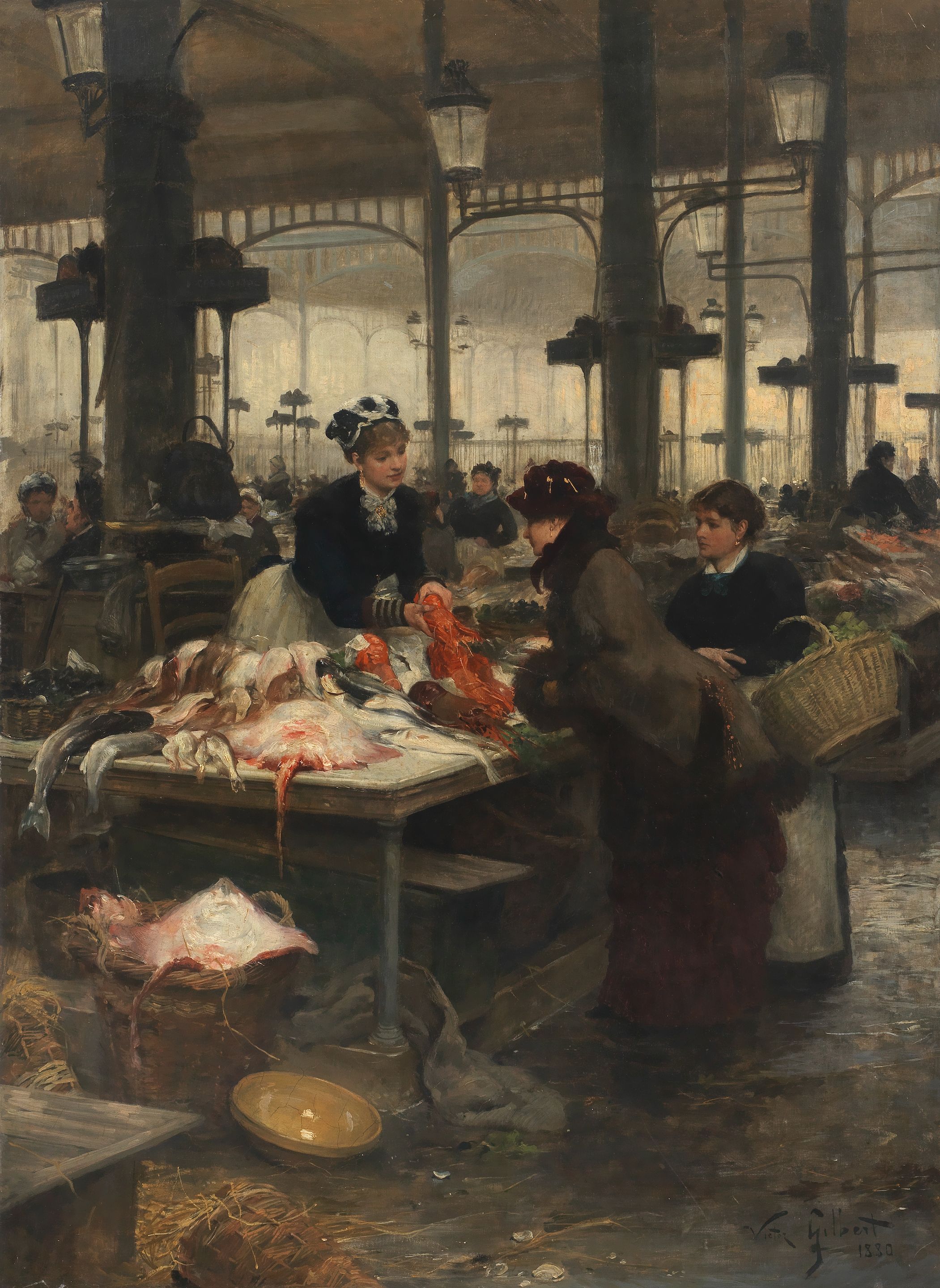 Bonhams : Victor Gabriel Gilbert (French, 1847-1935) The Fish Market ...