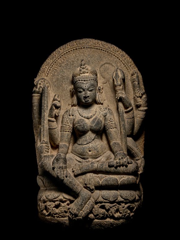 Bonhams : A BLACKSTONE STELE OF MAHAPRATISARA NORTHEASTERN INDIA, BIHAR ...