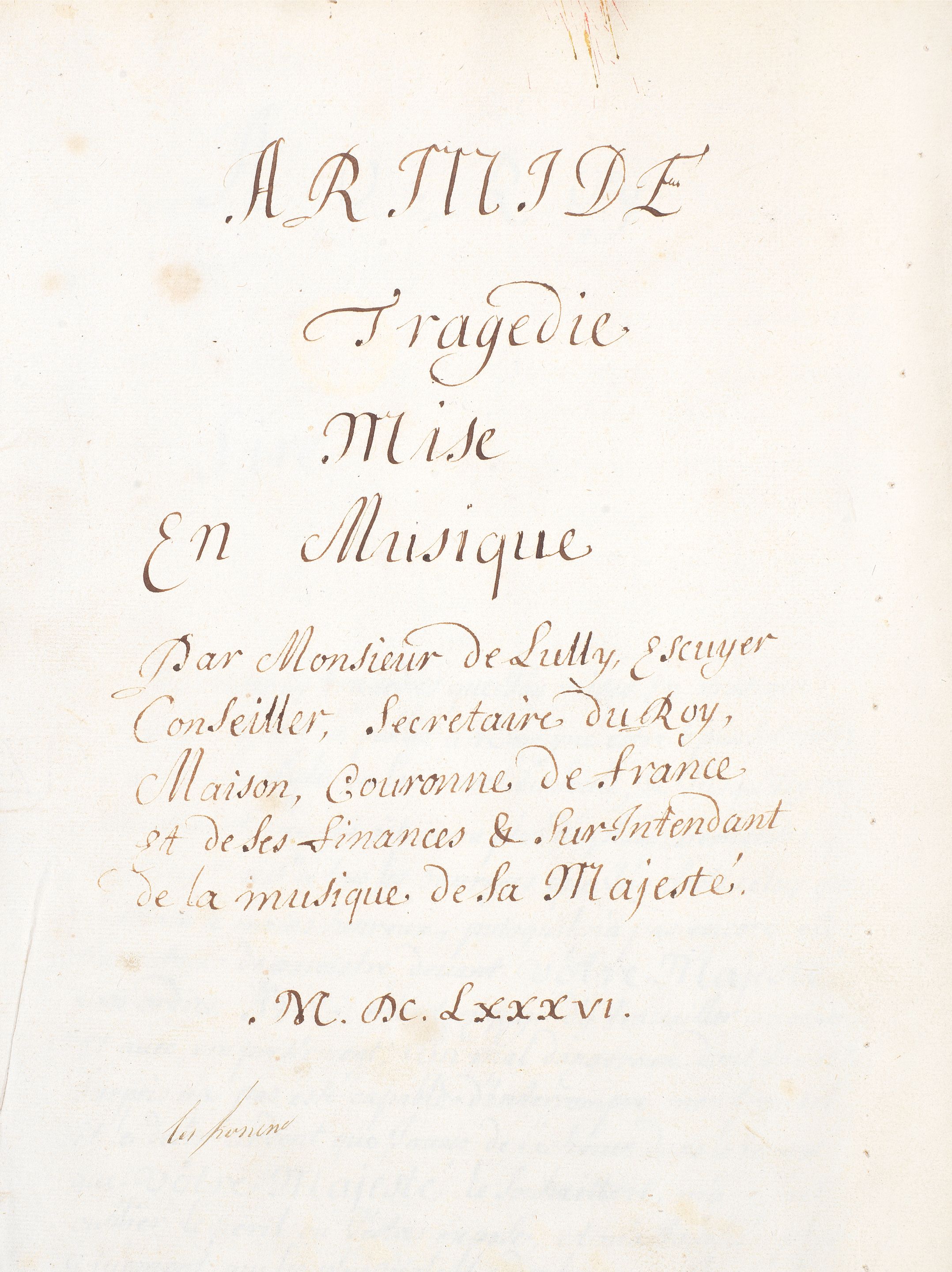 Bonhams : LULLY (JEAN-BAPTISTE) Armide. Tragedie mise en musique par ...