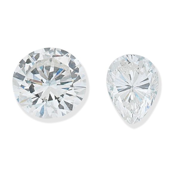 Bonhams : TWO UNMOUNTED DIAMONDS