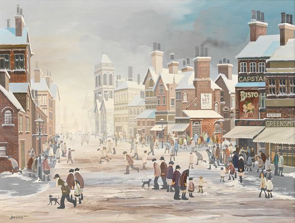 Bonhams : Brian Shields (Braaq) (British, 1951-1997) Alton Road in the Snow