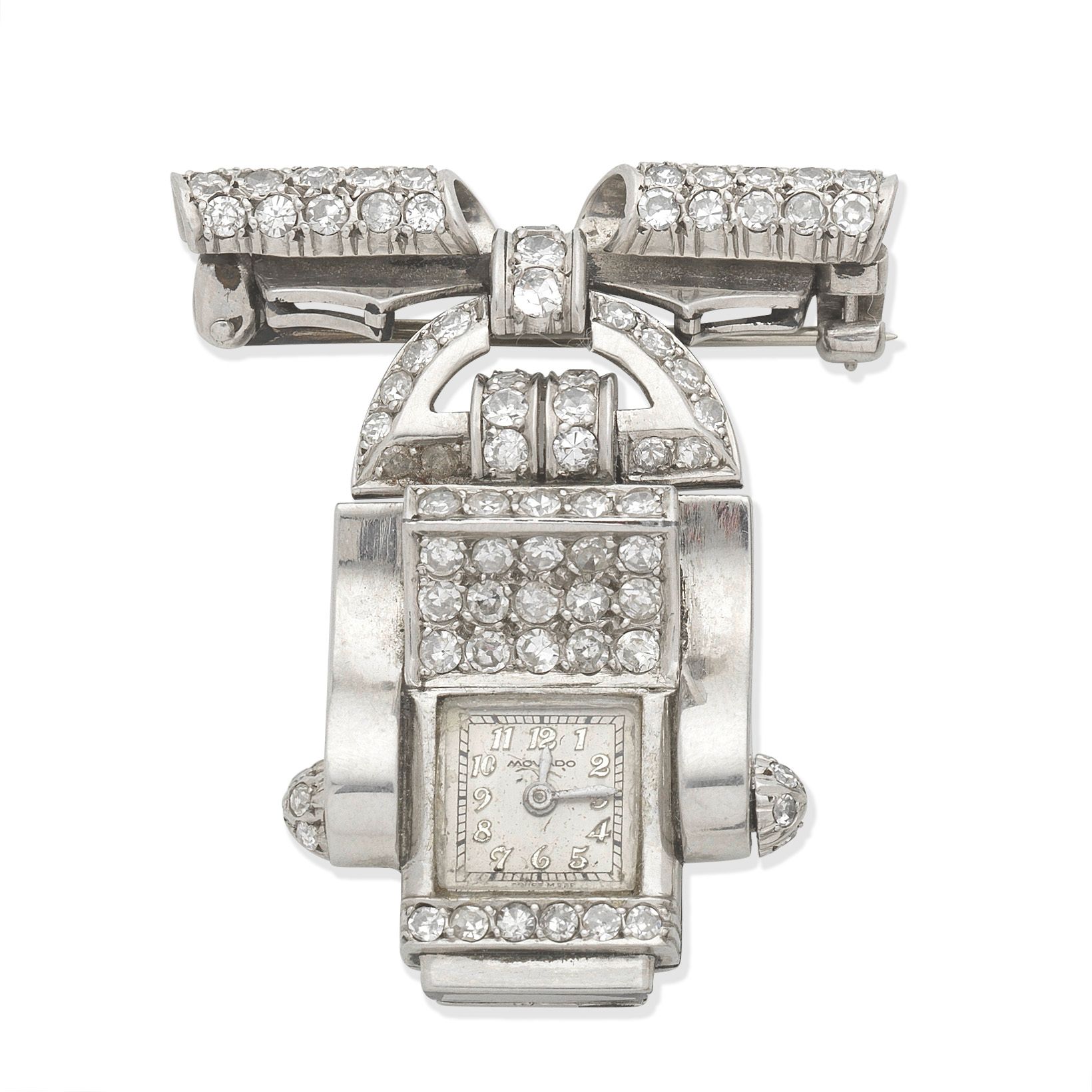 Bonhams : DIAMOND FOB WATCH/BROOCH,