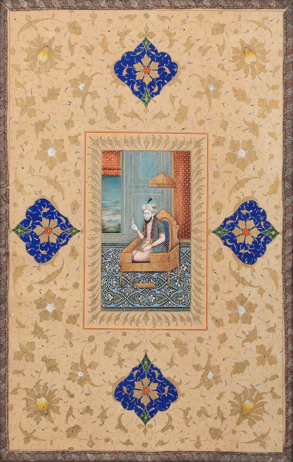 Bonhams : Timur enthroned on a palace terrace Delhi, circa 1900