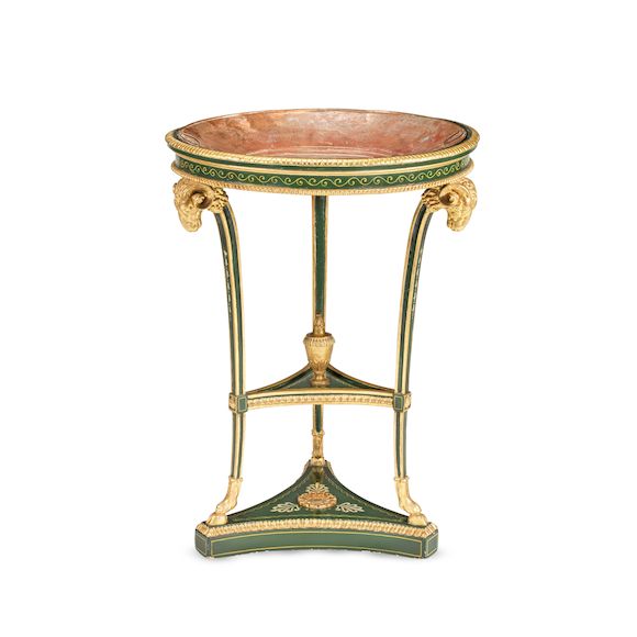 Bonhams : A Victorian Neoclassical revival green painted, parcel gilt ...