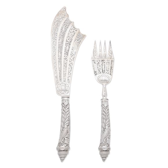 Bonhams : A cased pair of good Victorian silver fish servers George ...