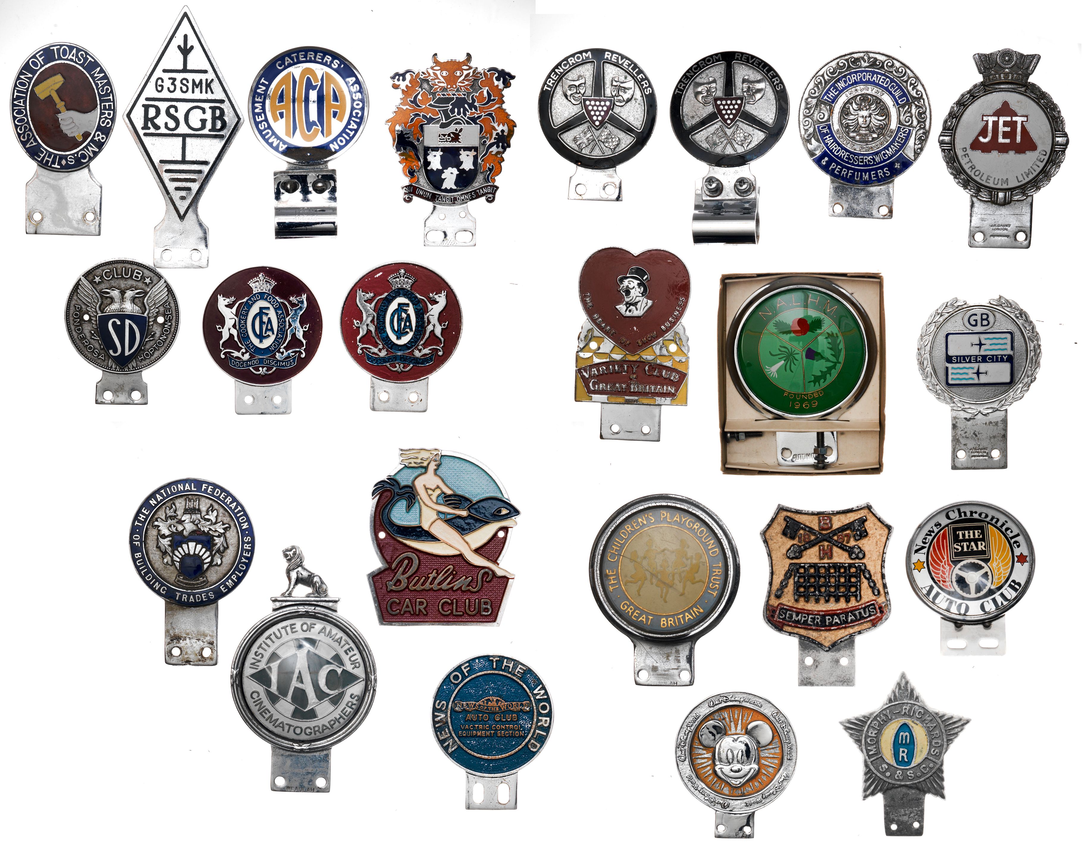 Bonhams Cars : Twenty-three car badges relating to various trades ...