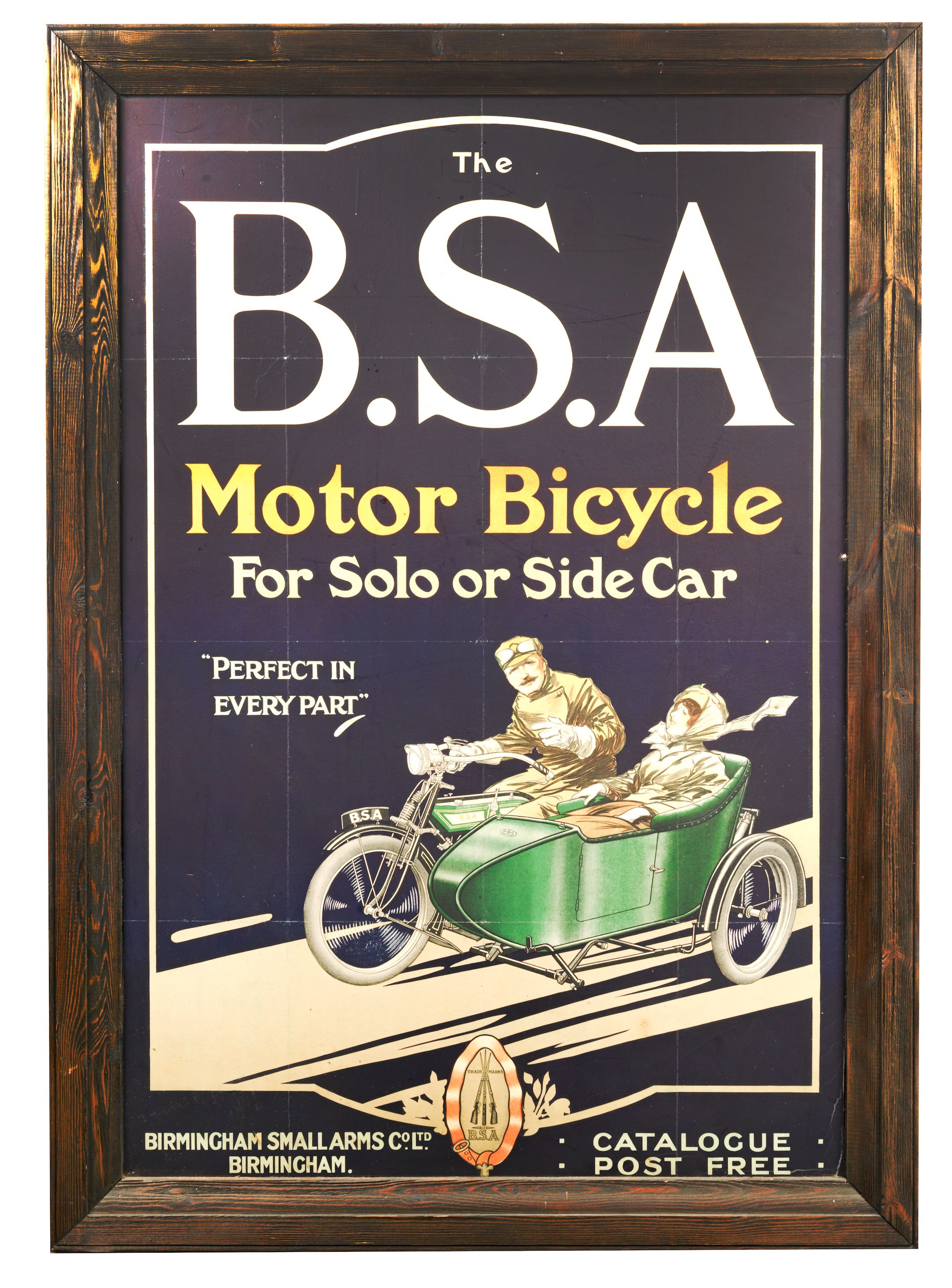 Bonhams Cars : A BSA Motor bicycle advertising poster
